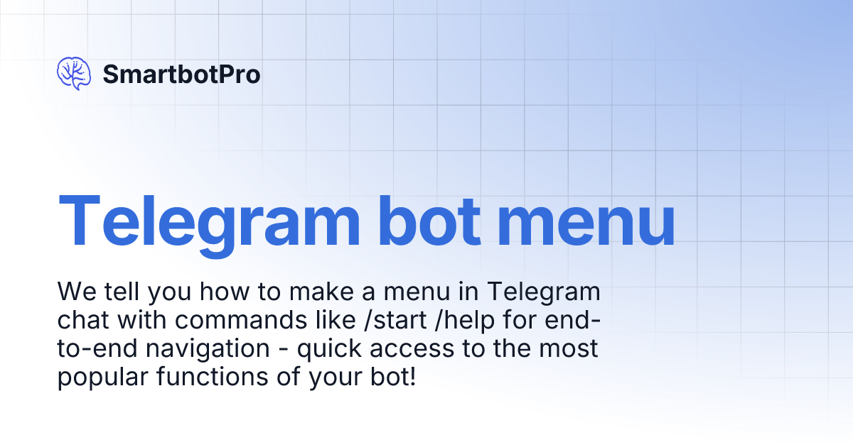 Telegram bot menu | SmartbotPro