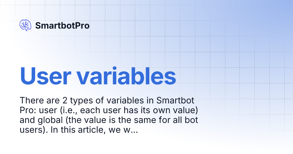 User variables | SmartbotPro